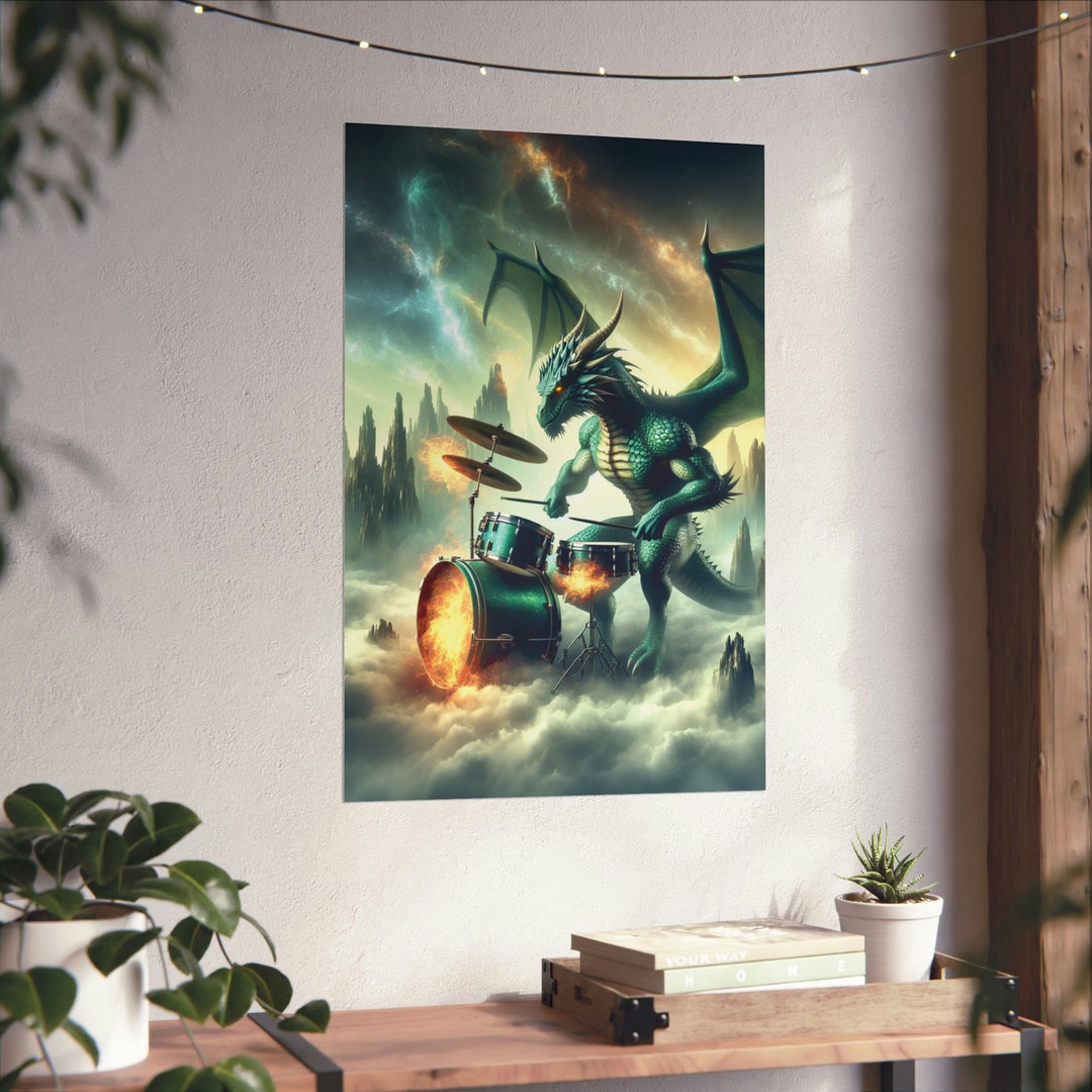 Dragon Drums Matte Wall Art, Gifting for Music Lover, Home Decor Wall ...