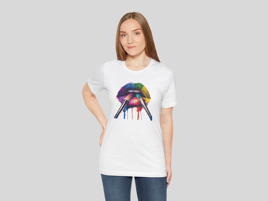 Lips Shirt, Colorful Lips, Makeup Artist Shirt, Wearable Art, Lips ...