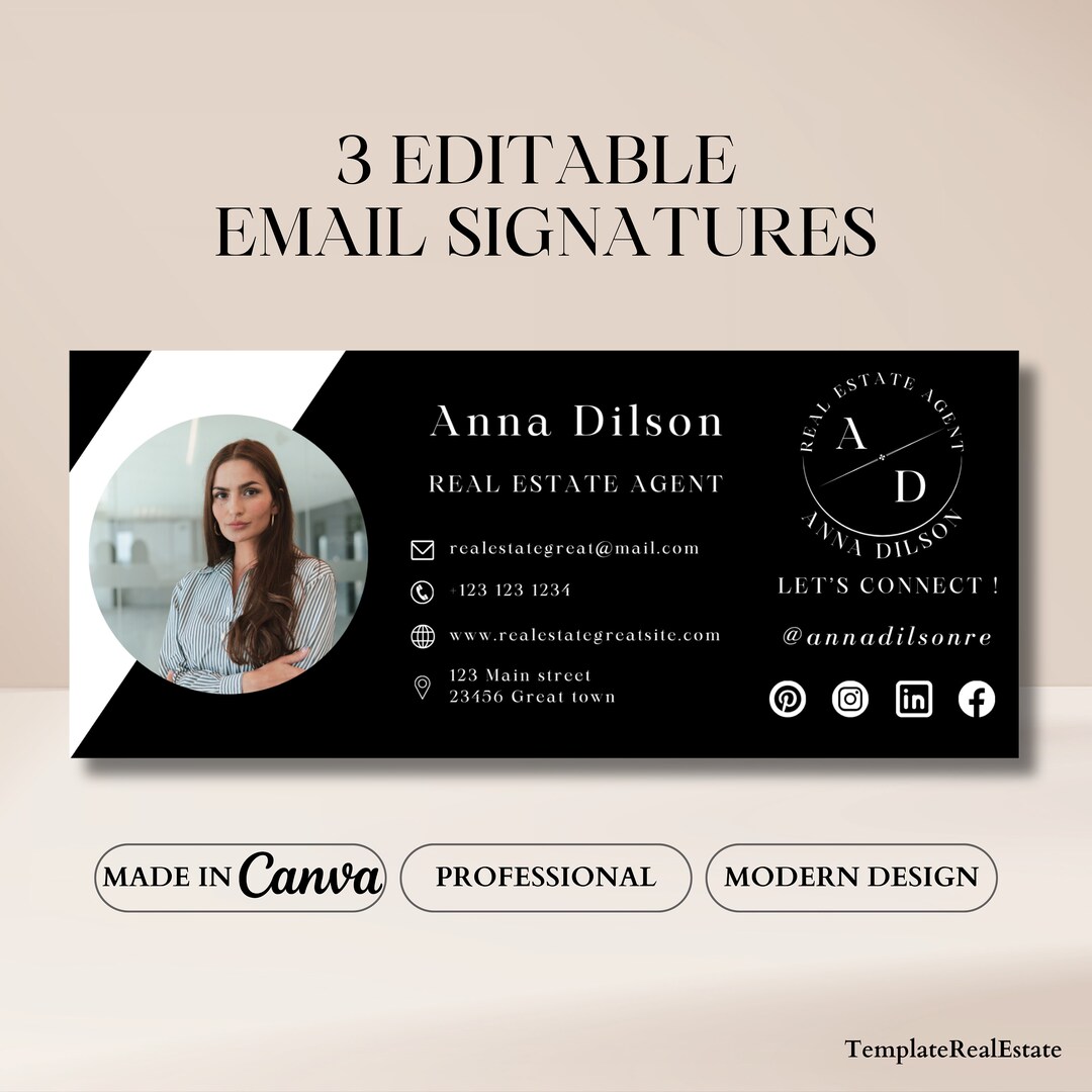 Digital Professional Signature Templates With Modern and - Etsy
