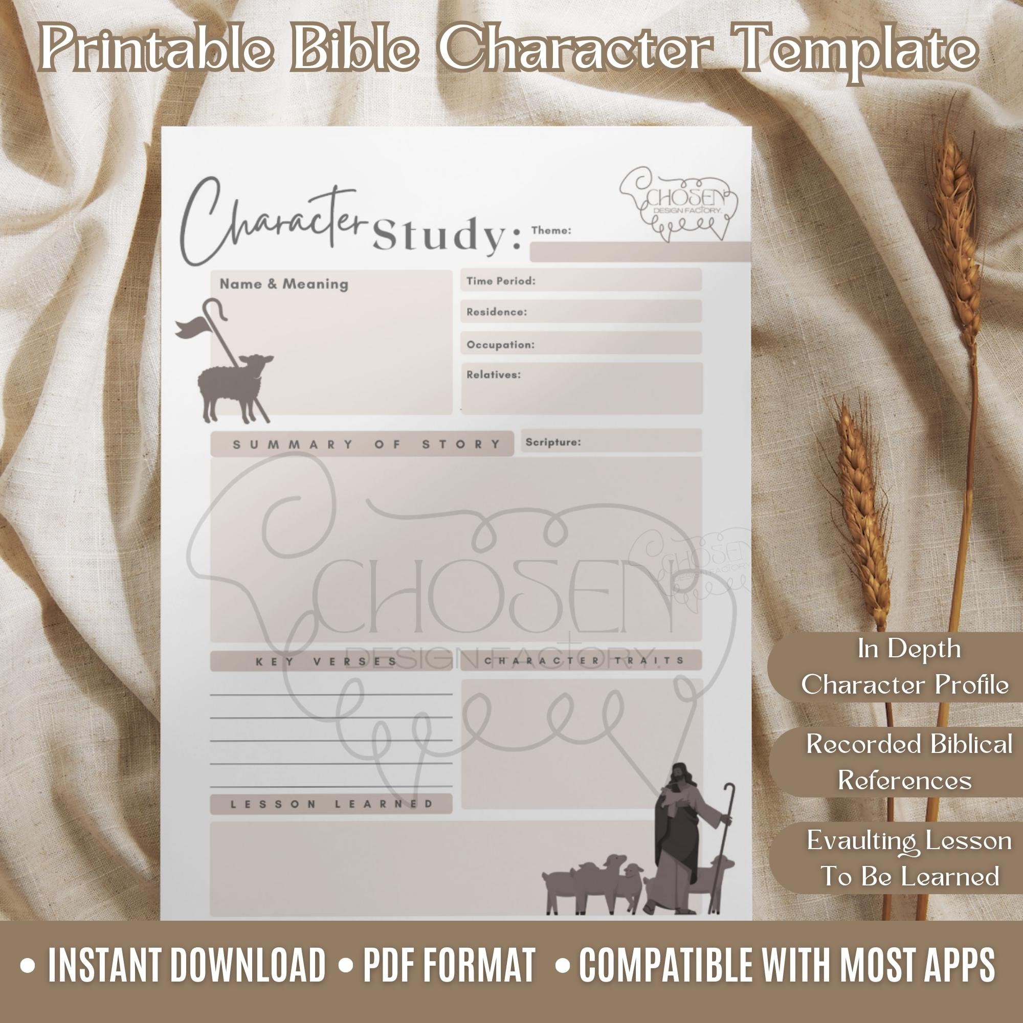 Bible Character Study Printable Template - Etsy