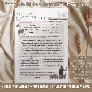 Bible Character Study Printable Template - Etsy