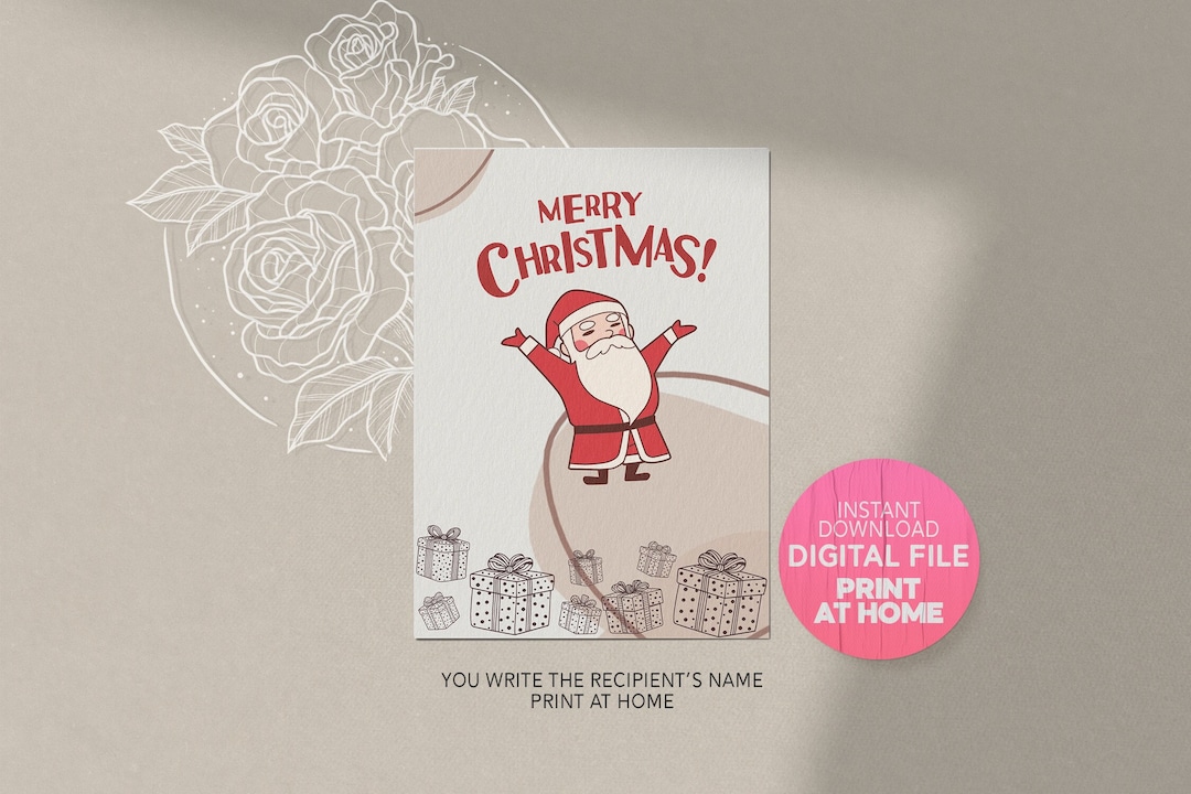 Santa's Festive Surprise PRINTABLE Card Holiday Season - Etsy