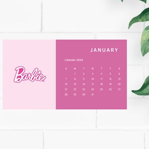 Barbie 2024 Monthly Calendar A4 ,instant Downloads ,editable Downloads ...