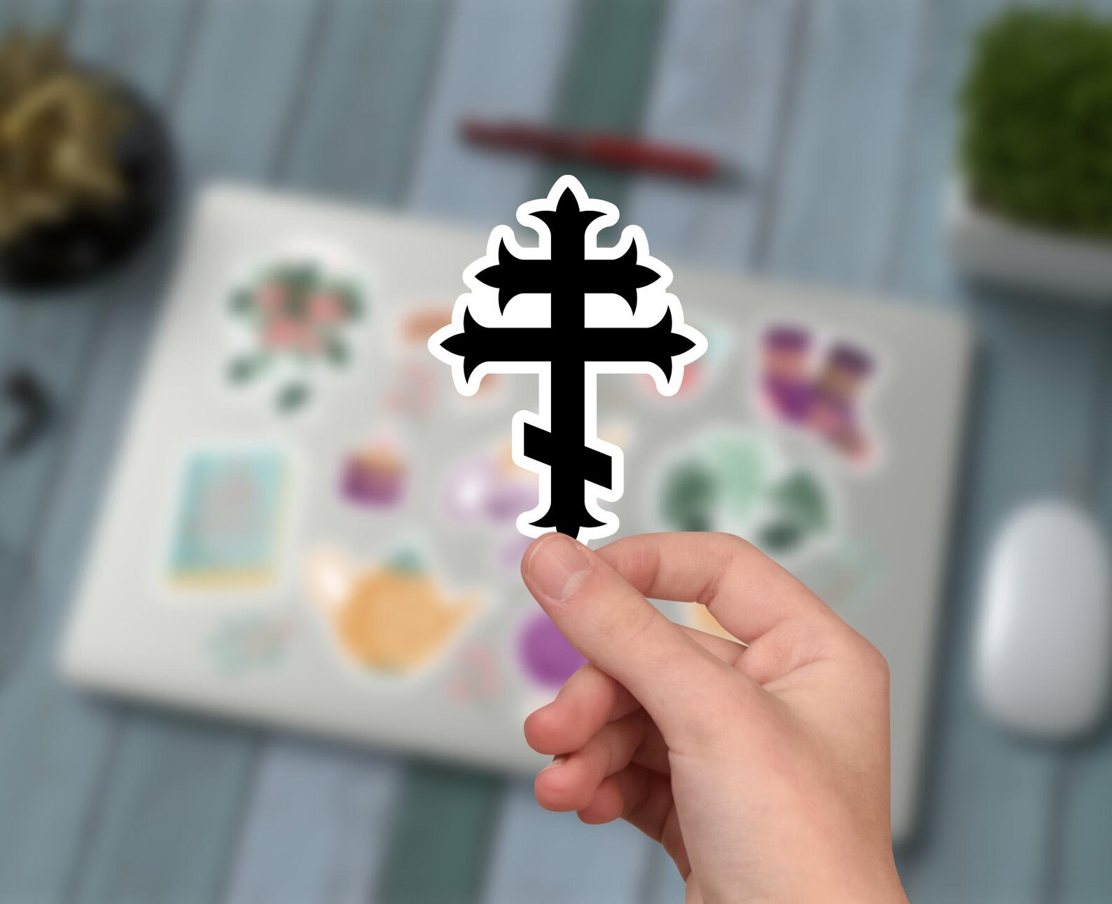 Russian Orthodox Cross Sticker, Christian Art, Illuminated Triple-bar ...