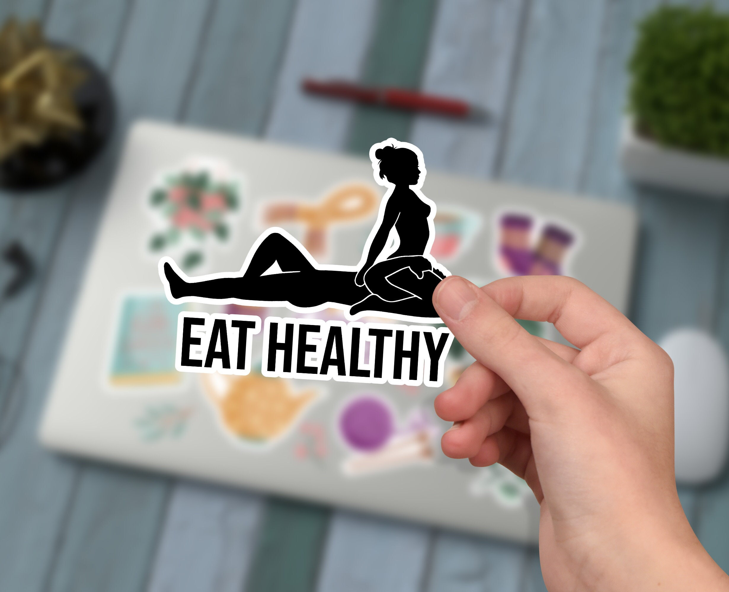 Eat Healthy Sticker, Sensual Position, Funny Erotic Sticker, Mature ...
