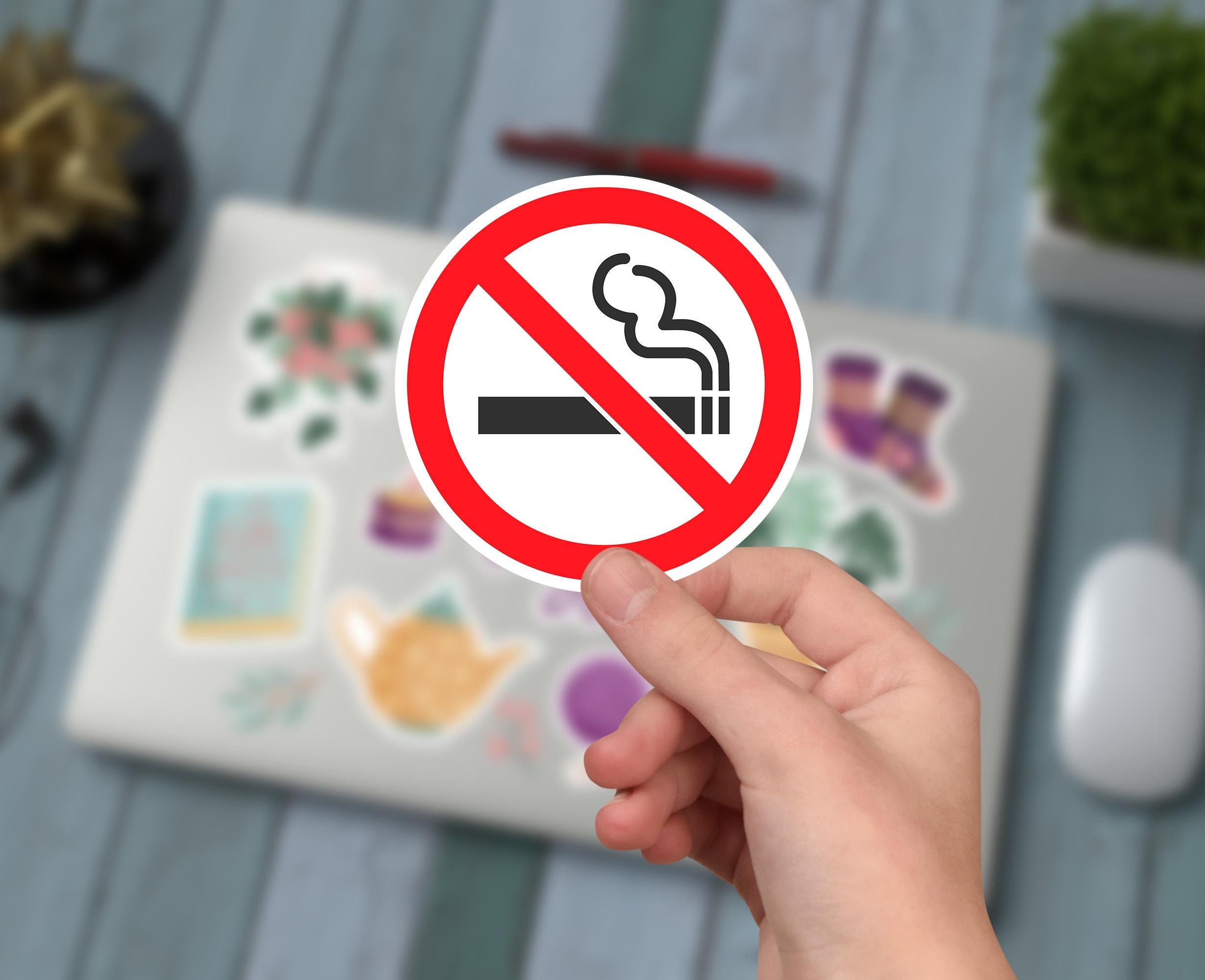 No Smoking Sign Sticker, Don't Smoke Symbol Vinyl, No Vaping, Kiss-cut ...