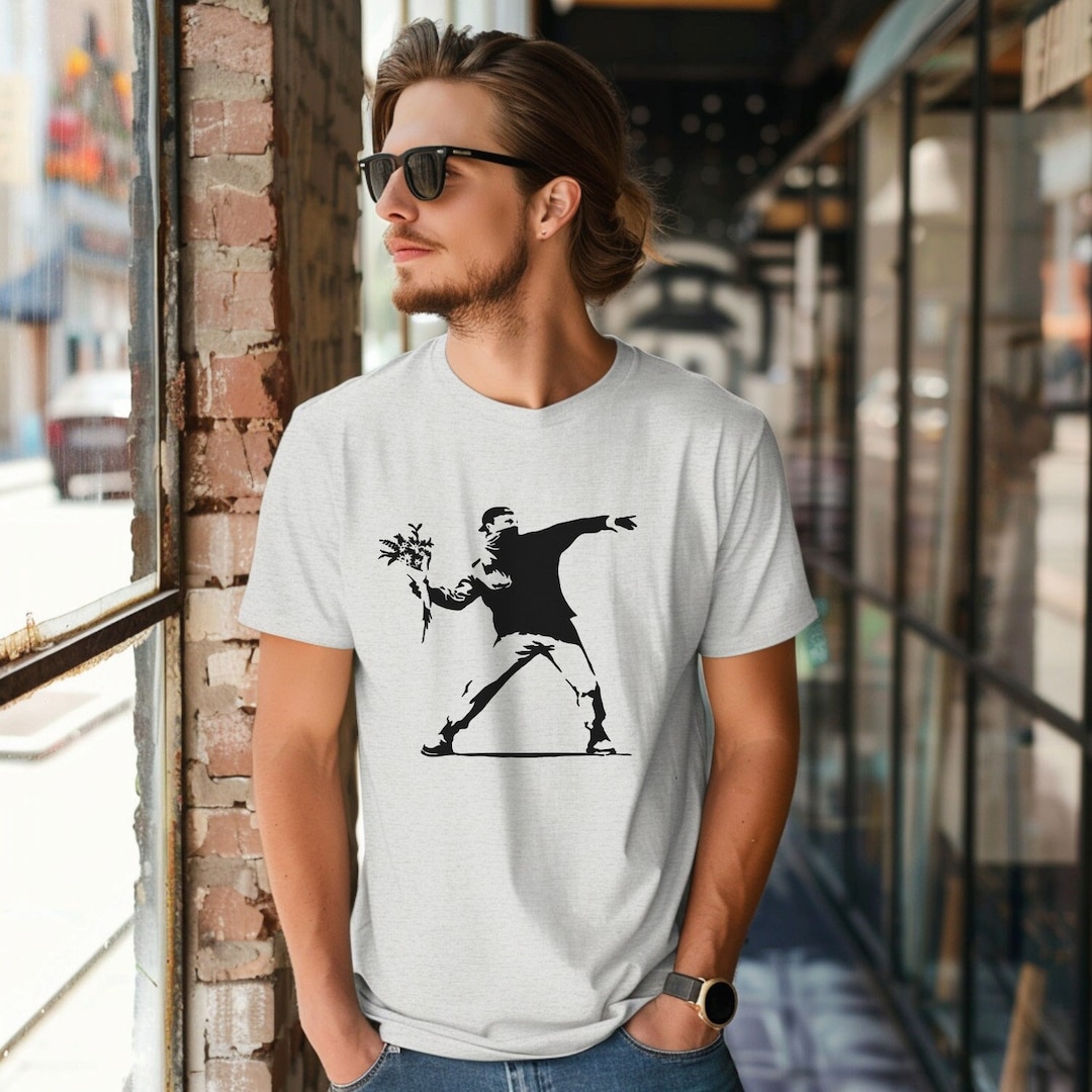 Banksy Flower Thrower T-shirt, Street Art Shirt, Urban Style Graphic ...