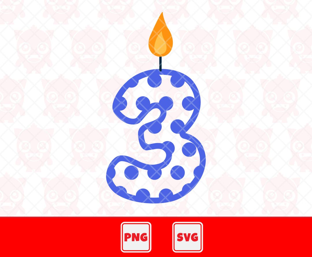 Birthday Number 3 Svg, Polka Dot Pattern Png, Birthday Candle Number ...