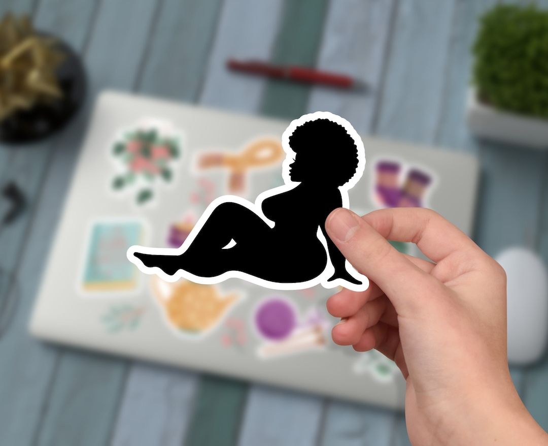 Thick Mudflap Afro Girl Sticker, Chubby Mudflap Girl, Funny Sticker ...