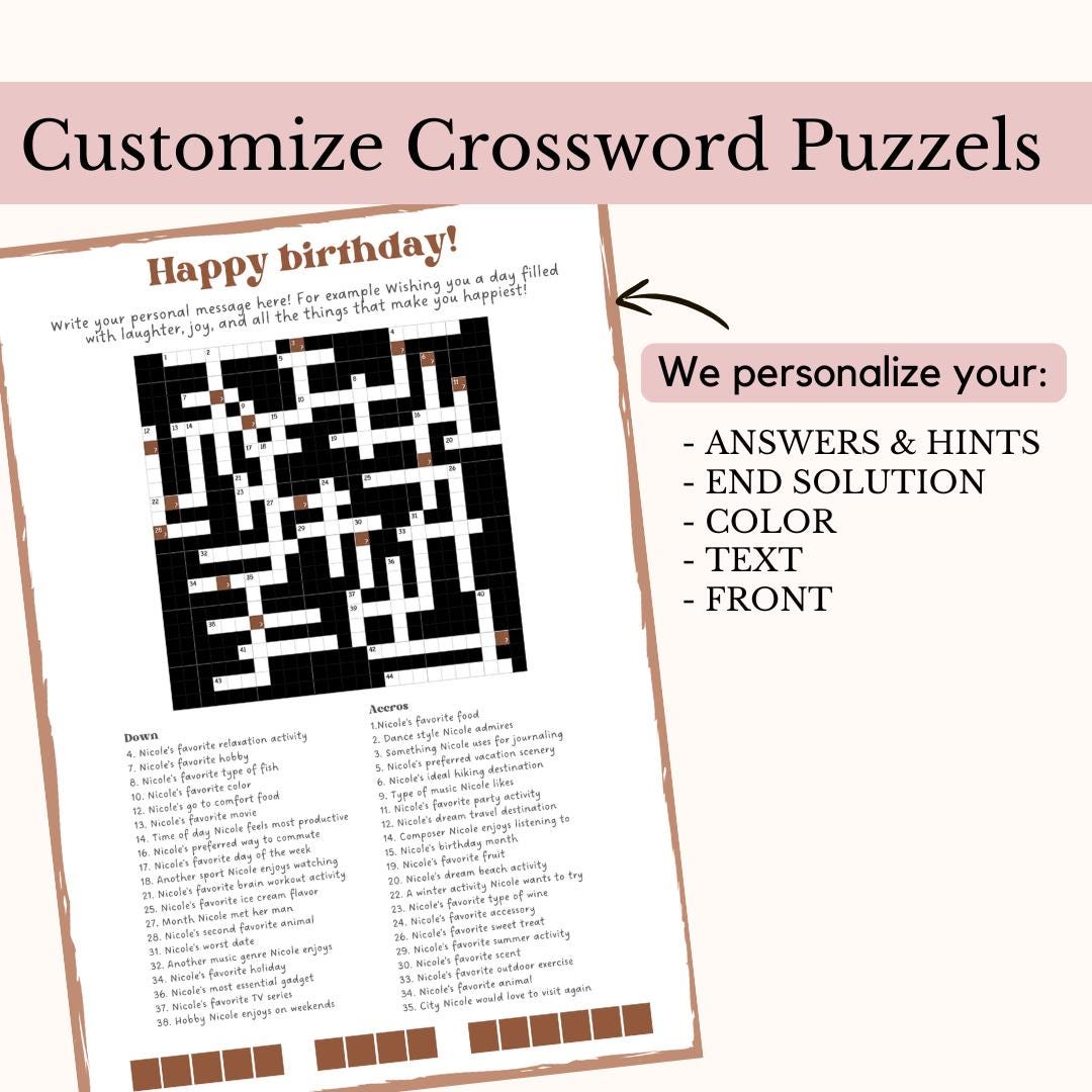Custom Crossword Puzzle | Personalized Crosswords | Custom Puzzles ...