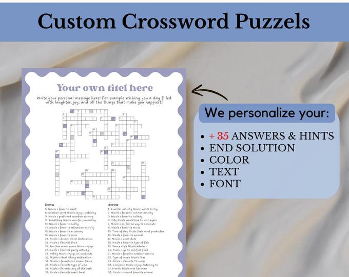 20+ Custom Crossword Puzzles / Personalized Puzzles / Holiday Gifts ...