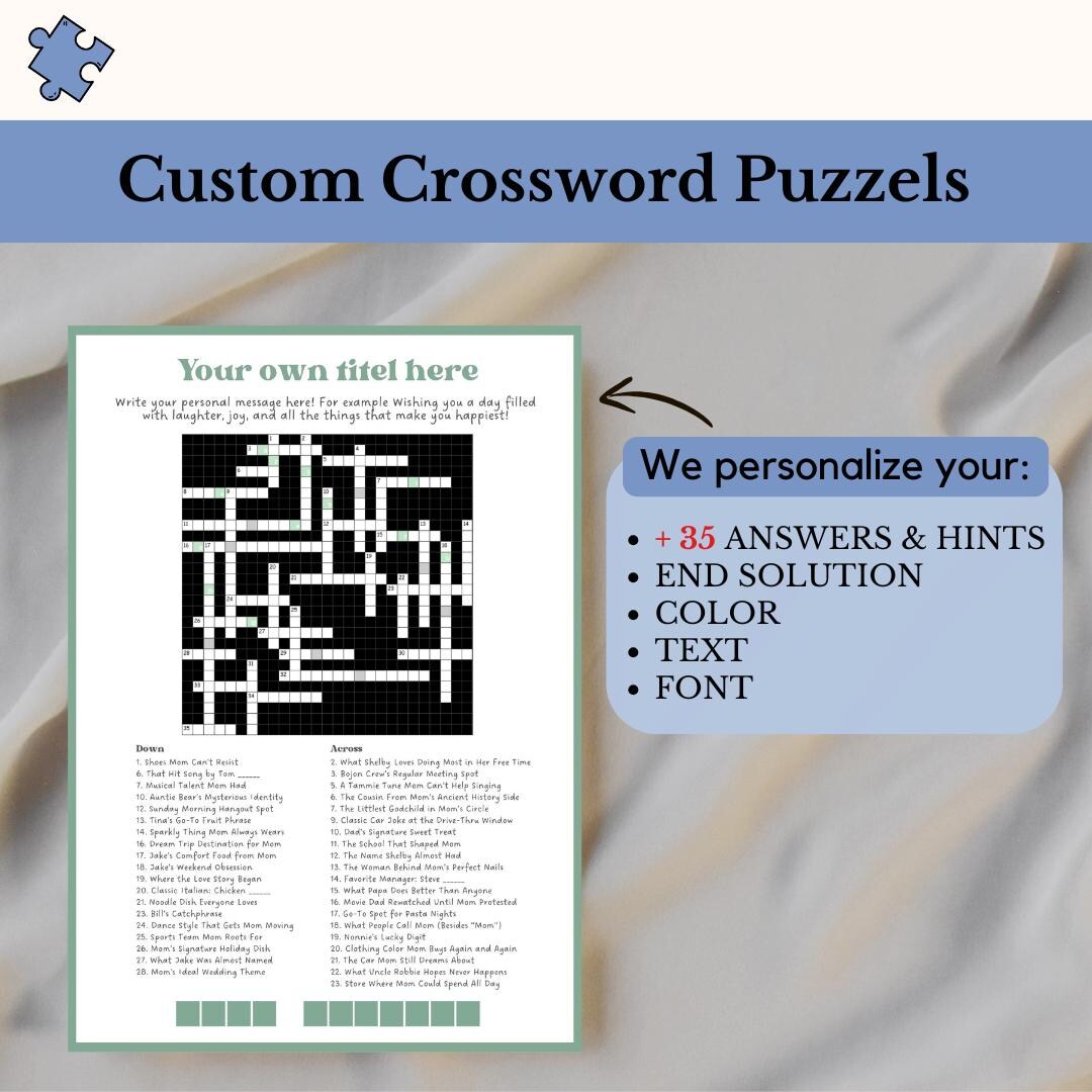 Crossword Puzzle Custom Gift | 100 % Personalized Crosswords | NYT ...