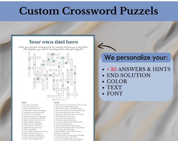 20+ Custom Crossword Puzzles / Personalized Puzzles / Holiday Gifts ...