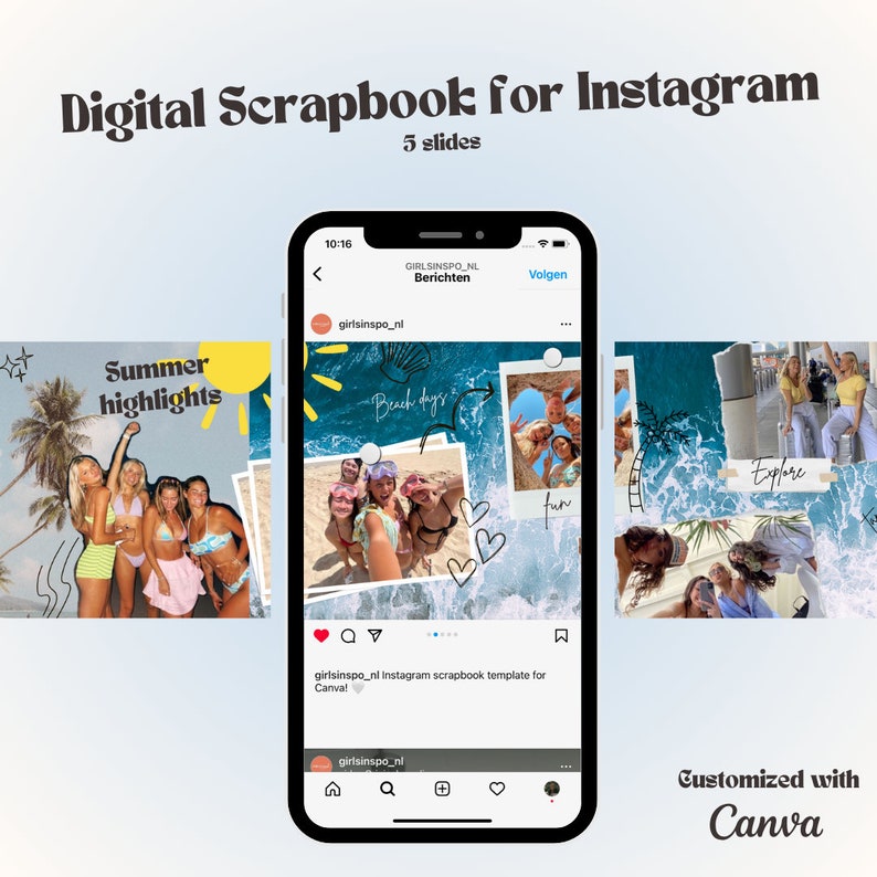 Digital Scrapbook Instagram Template Digital Scrapbook Post Canva DIY ...