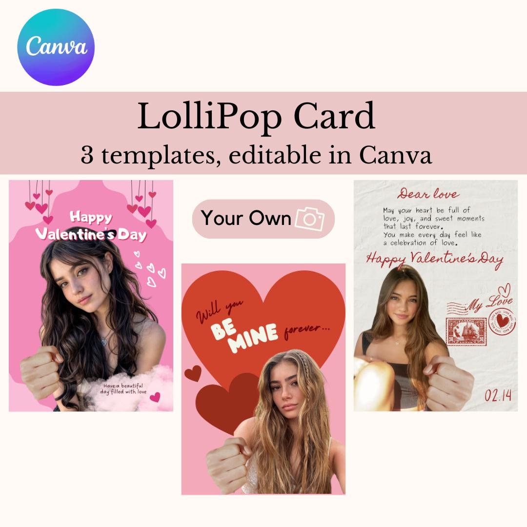 Lollipop Card With Face Photo Personalised Valentine's Day Card ...