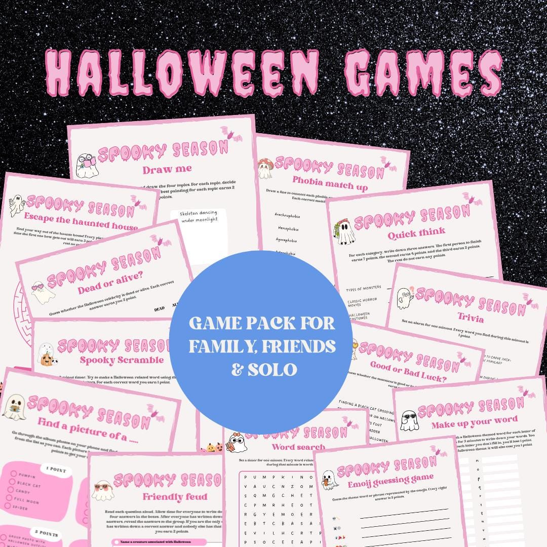 Halloween Games Pink Ghost | Pinkoween | Halloween Party Game Bundle ...