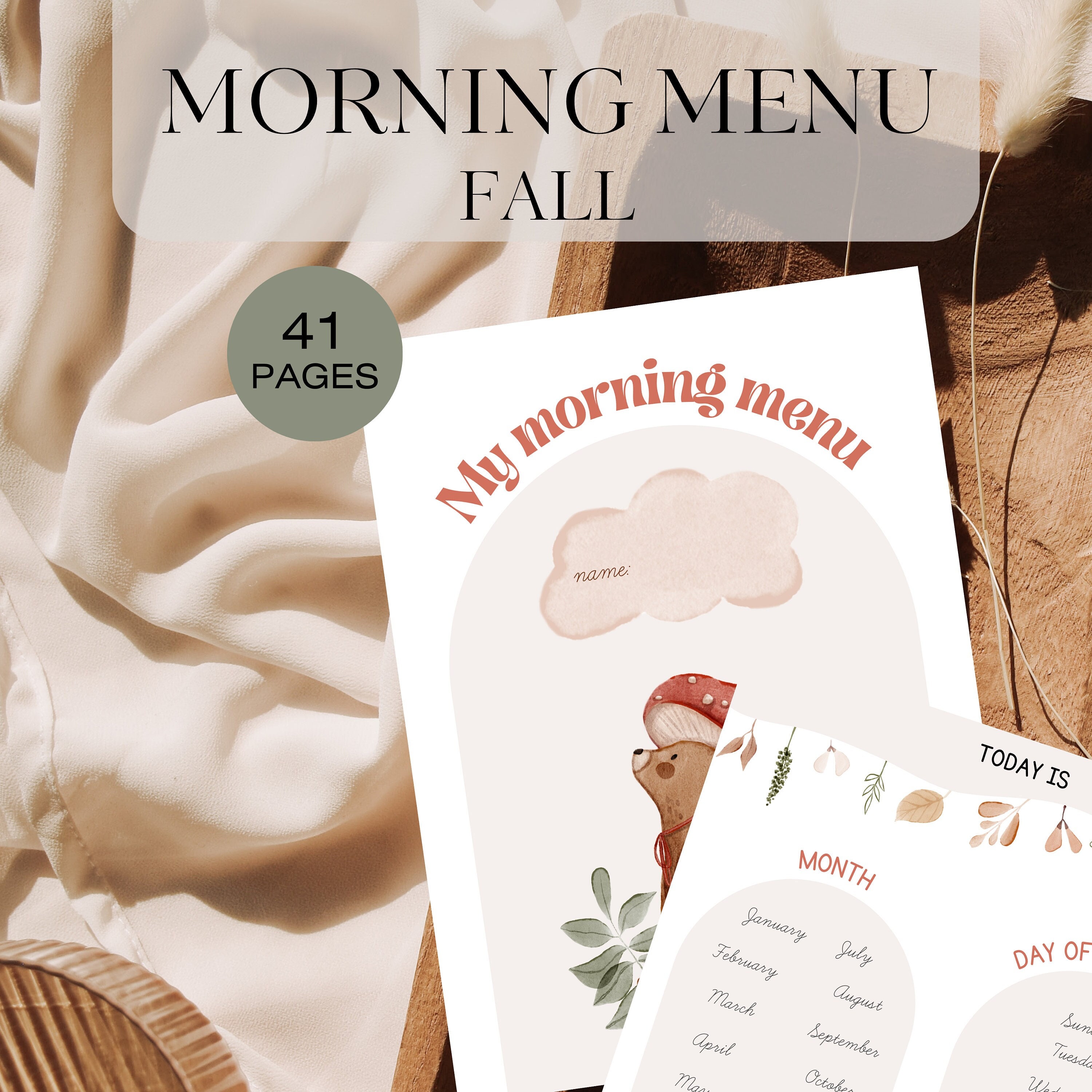 Preschool Morning Menu, Homeschool Fall Morning Menu, Kindergarten ...