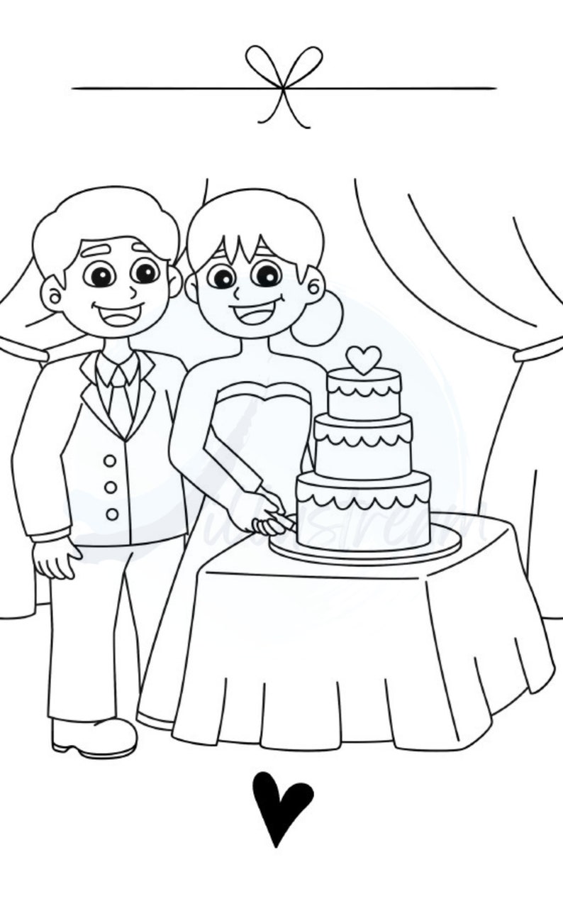 Wedding Coloring Activity Book for Kids - 10 Pages - Etsy