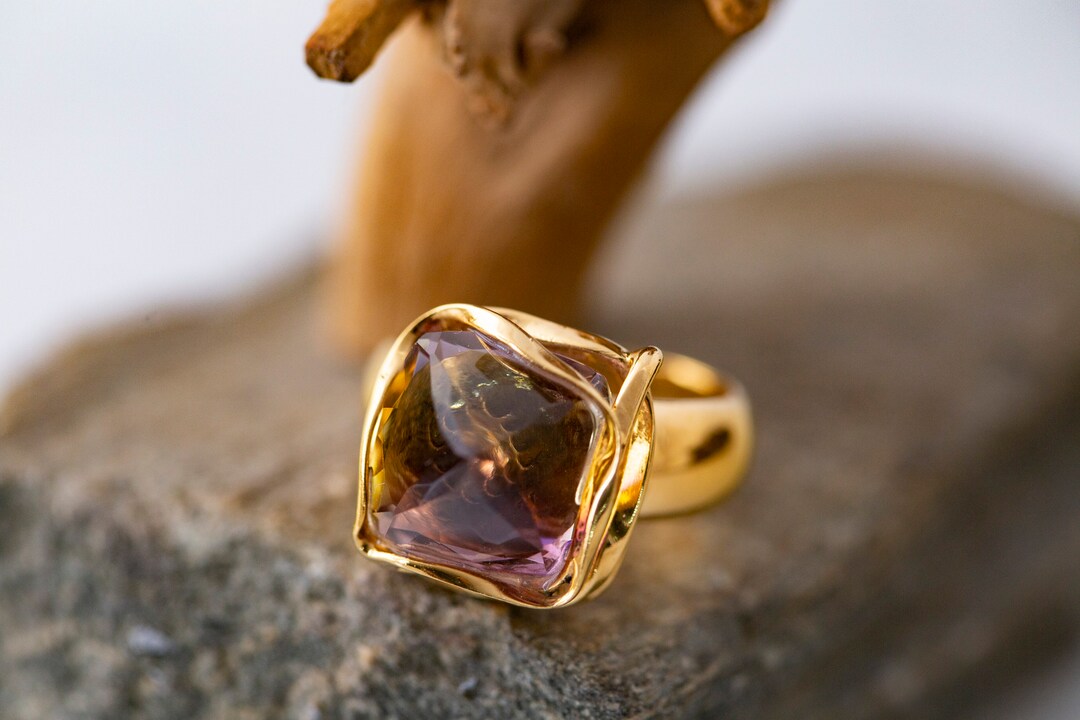 Ametryn & Gold. Designer Ring. Unique Ametryn Ring. Sterling Silver ...