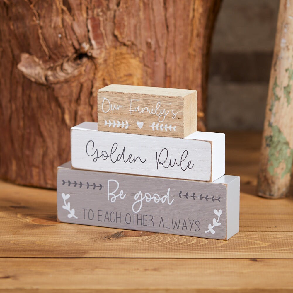 Home Love Family Wooden Stacking Blocks Handmade Signs - Grey White ...
