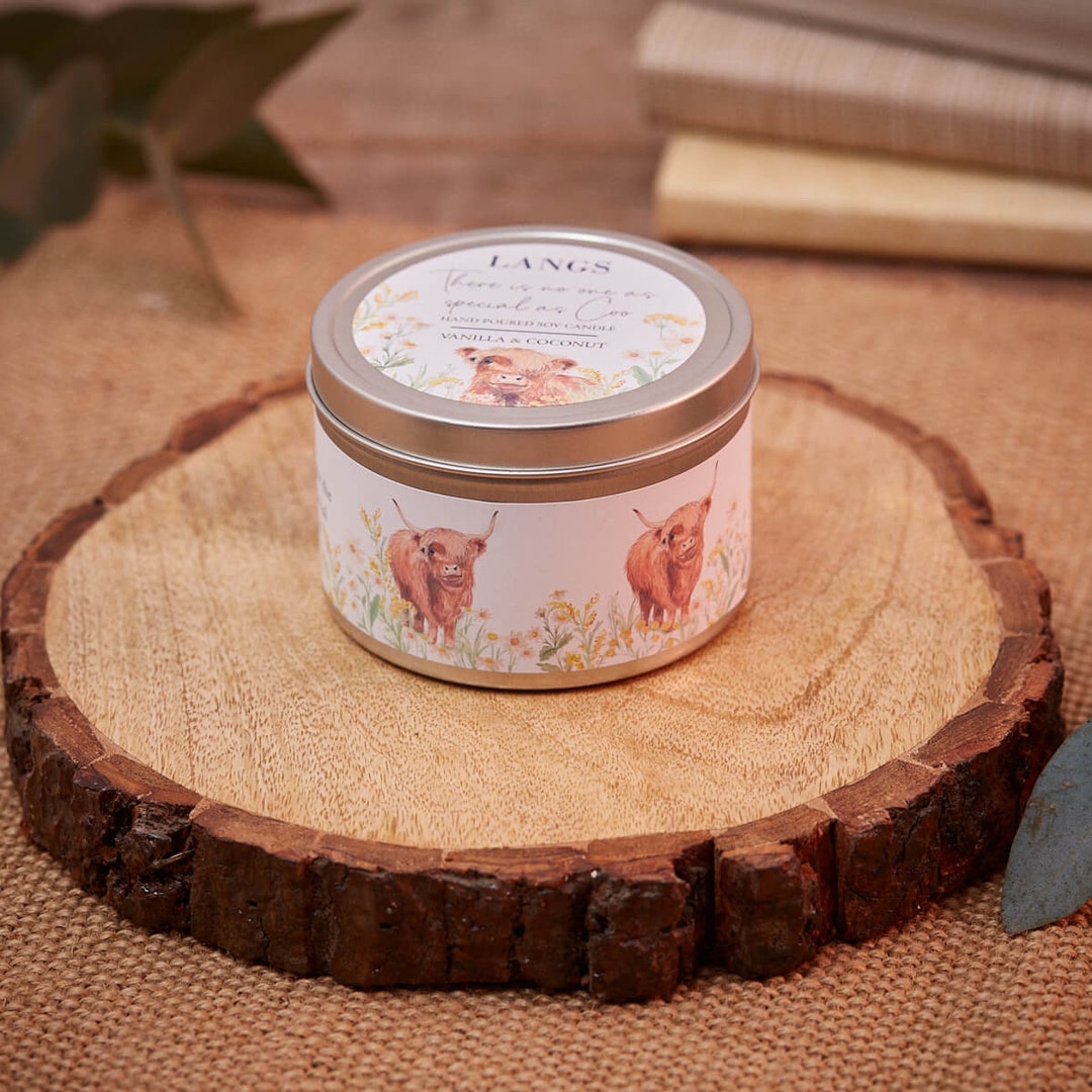 Highland Cow Soy Candle - Special Vanilla & Coconut Scent - Hand-poured ...