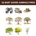 Baby Safari Animals Watercolor Clipart: Jungle PNG Illustrations ...