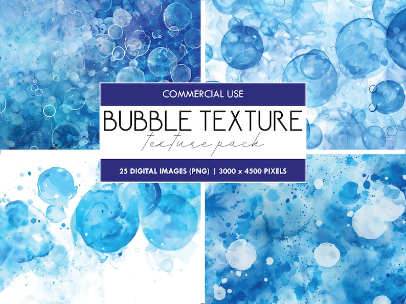 Bubble Watercolor Texture, Digital Craft Paper Print, Digital Scrapbook Clipart, Blue White ...