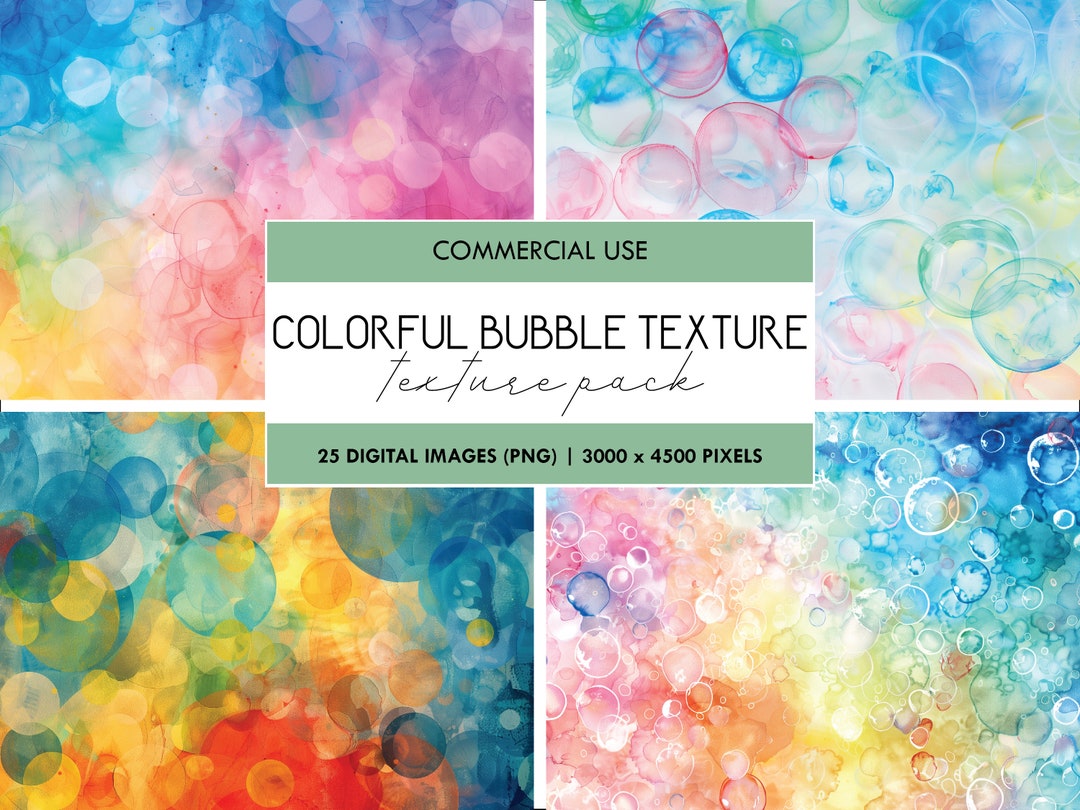 Colorful Bubble Watercolor Texture, Digital Craft Paper Print, Digital ...