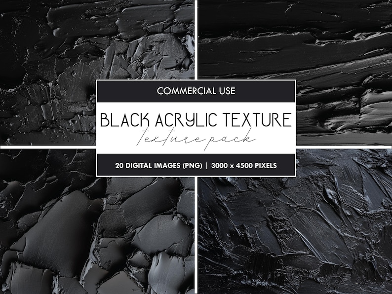 Black Acrylic Texture Pack: 20 Digital Pngs (commercial Use) - Etsy