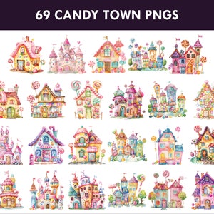 Candy Town Watercolor Clipart, Cute Fairytale Illustration, Whimsical ...