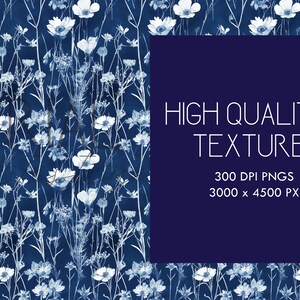 Wildflowers Blue Print Texture, Floral Digital Craft Paper, Pressed ...