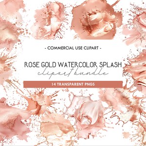 Rose Gold Watercolor Splash Clipart: Metallic PNG (digital Download) - Etsy