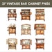 Vintage Bar Cabinets Watercolor Clipart, Retro Mini Bar Graphics, Bar ...