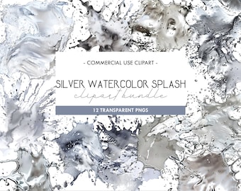 Rose Gold Watercolor Splash Clipart, Metallic Paint Splatters, Metal ...