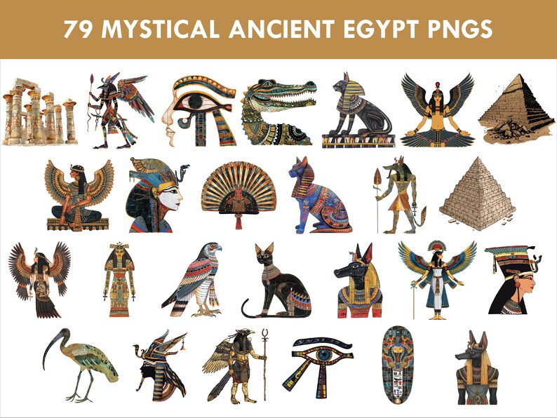 Mystical Ancient Egypt Clipart, Mixed Media Art Printable, Ephemera ...