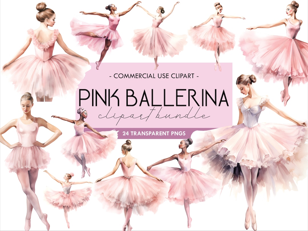Pink Ballerina Watercolor Clipart, Ballerinas PNG, Dancing, Graphics ...