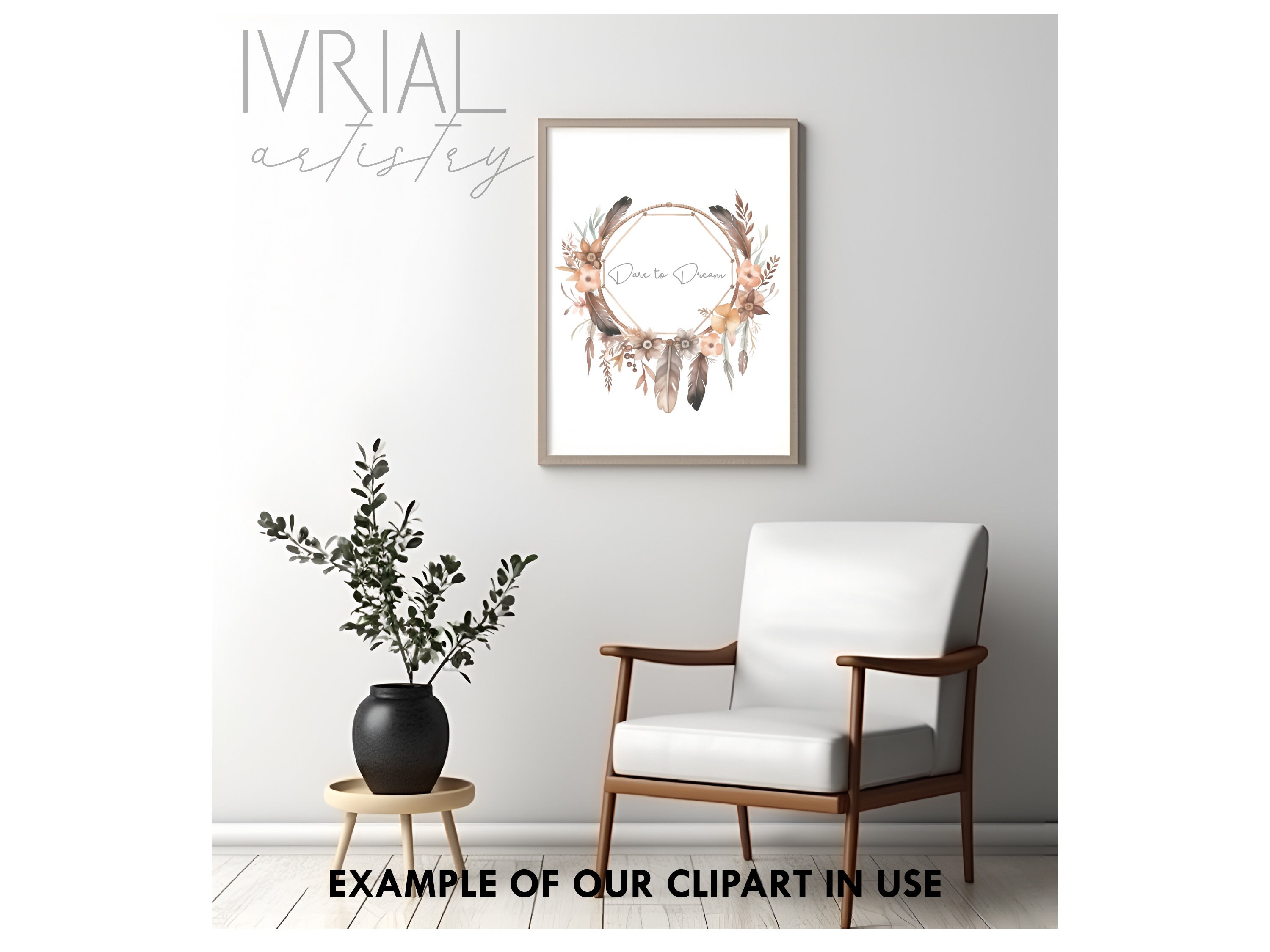 Boho Watercolor Flowers Clipart, Earth Tone Floral Bouquets, Beige ...