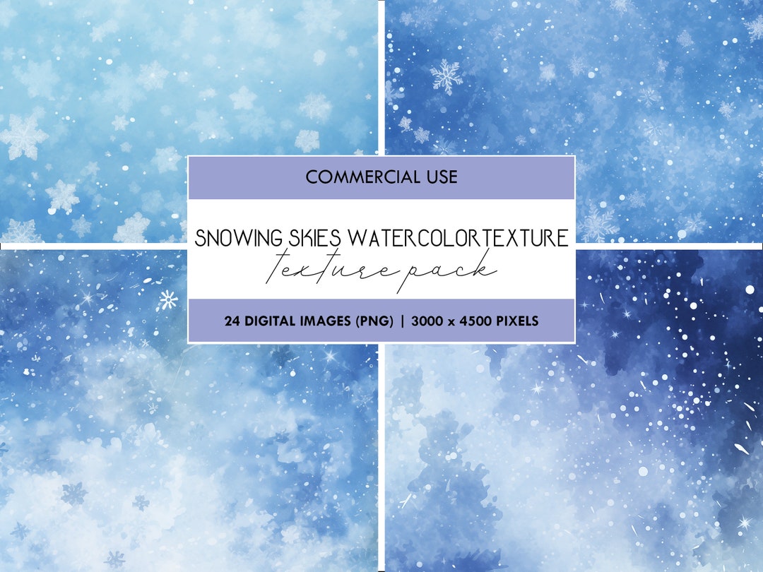 Snowing Skies Watercolor Texture, Digital Craft Paper Print, Christmas ...