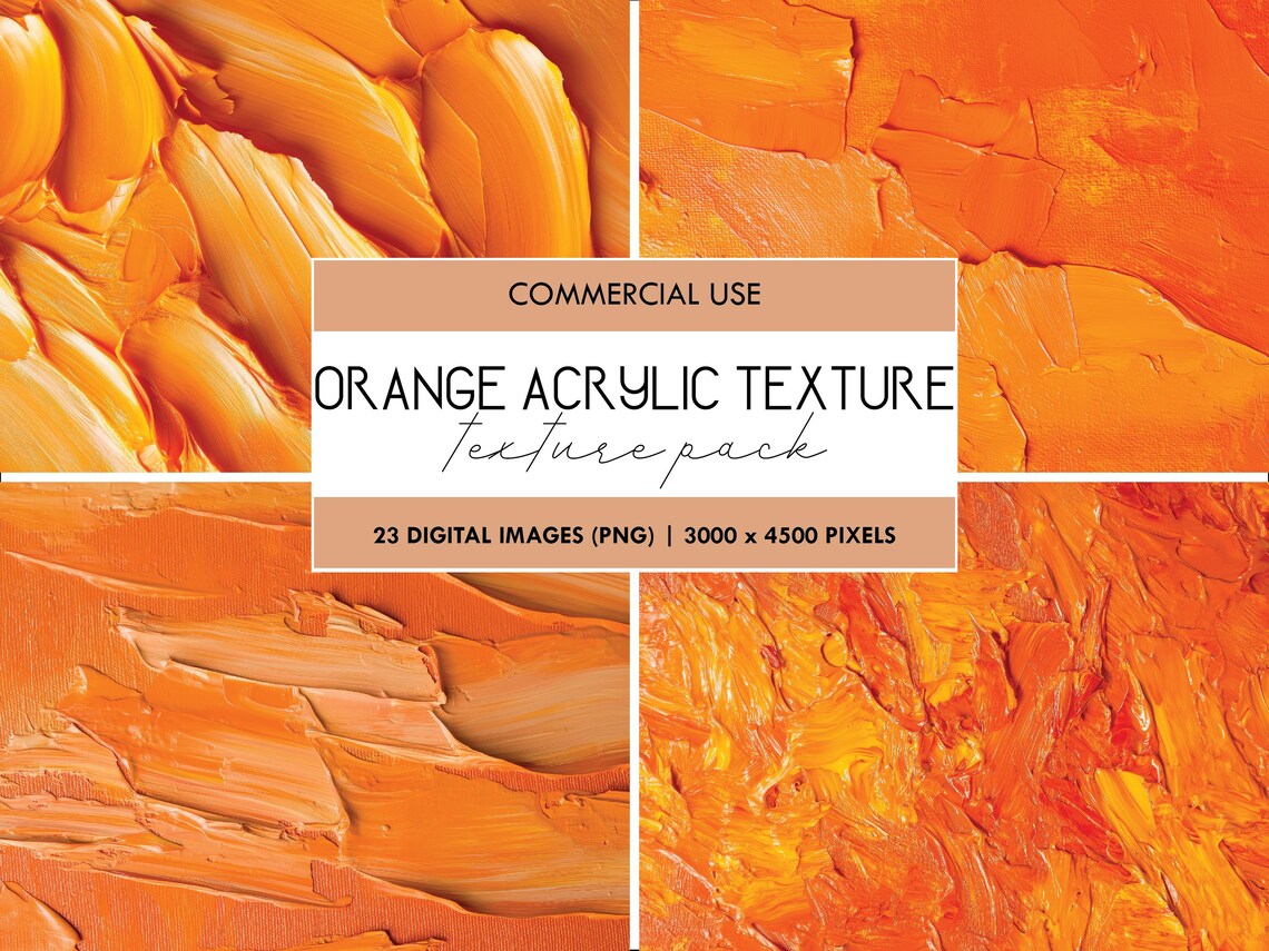Orange Acrylic Texture: Abstract Painting Digital Paper (PNG) - Etsy