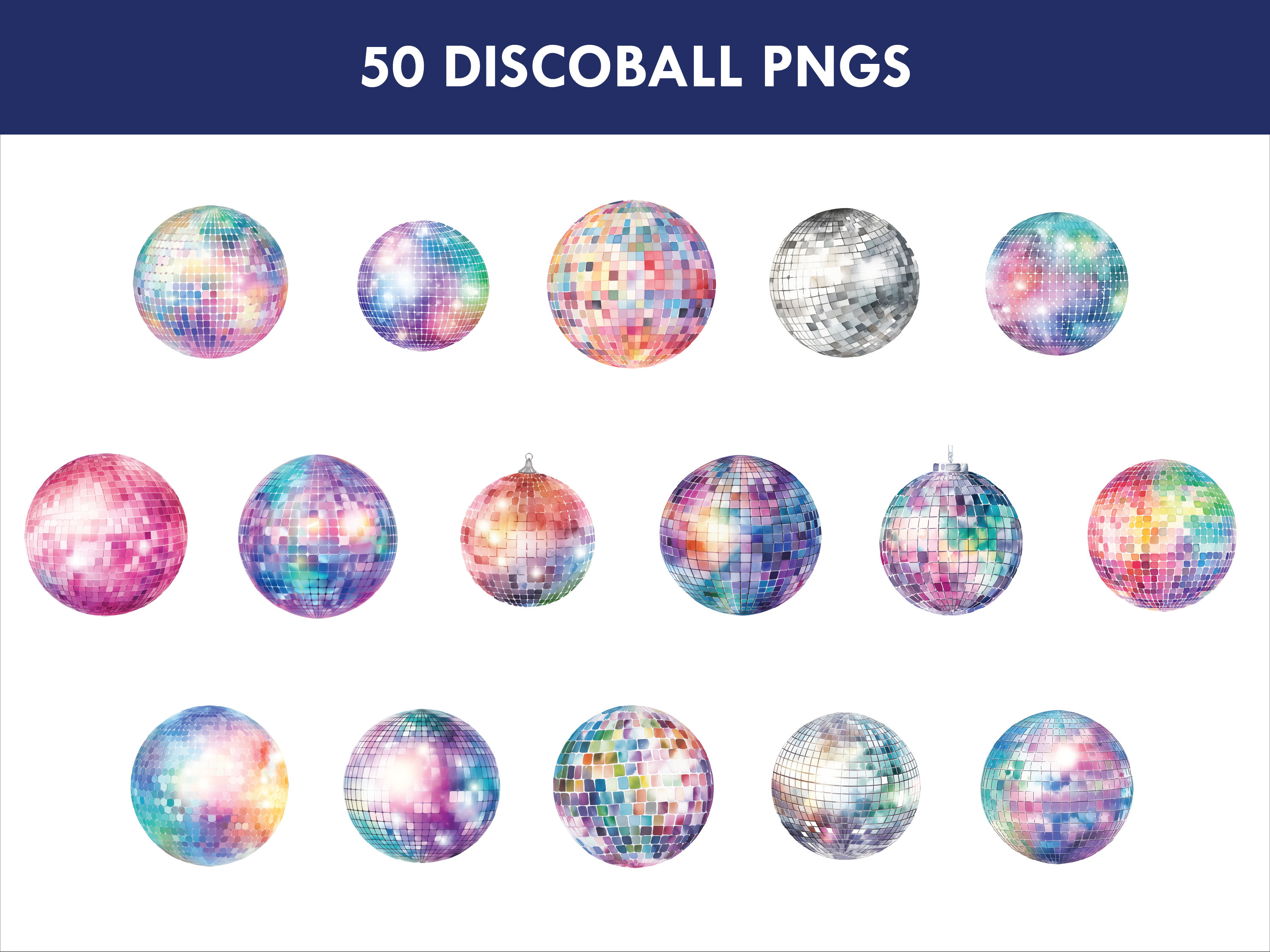 Discoballs Watercolor Clipart, Disco Ball, Groovy Retro Dance Party ...