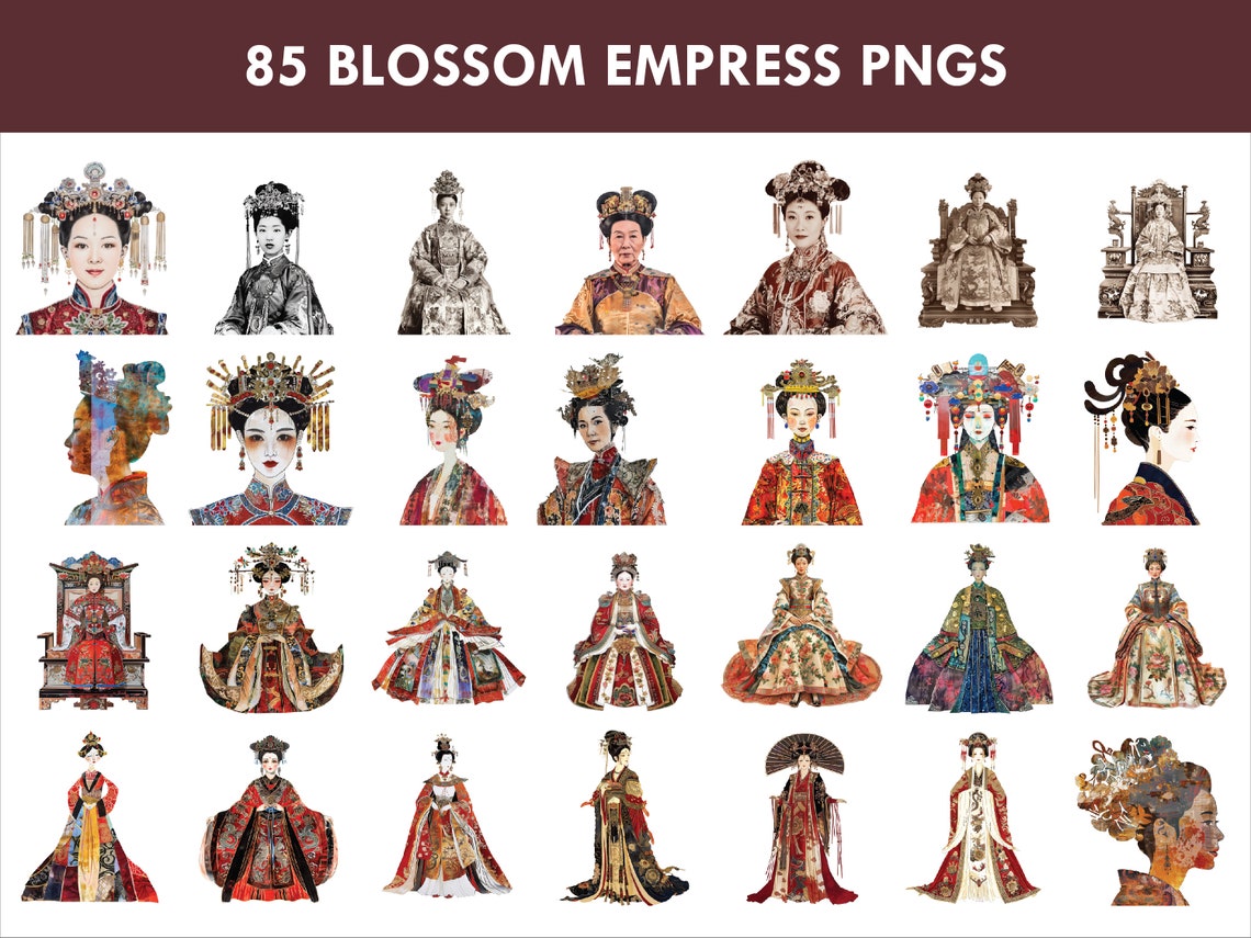 Blossom Empress Clipart: Mixed Media Art Printable (85 Pngs, 25 ...
