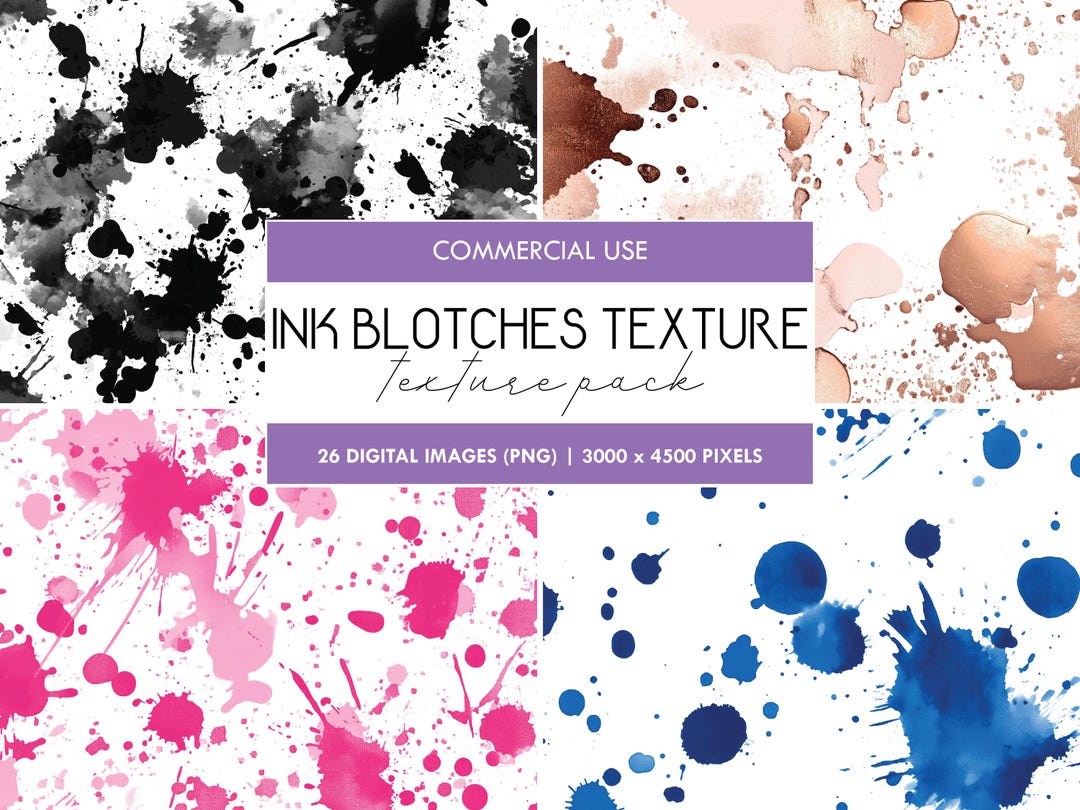 Ink Blotches Texture, Seamless Patterns. Digital Craft Paper Print ...