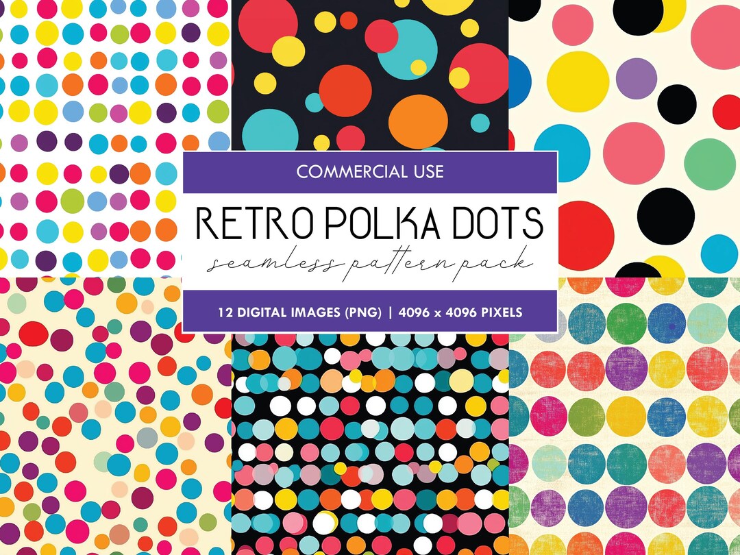 Retro Polka Dot Pattern, Seamless Patterns, Vintage Round Dots Digital ...