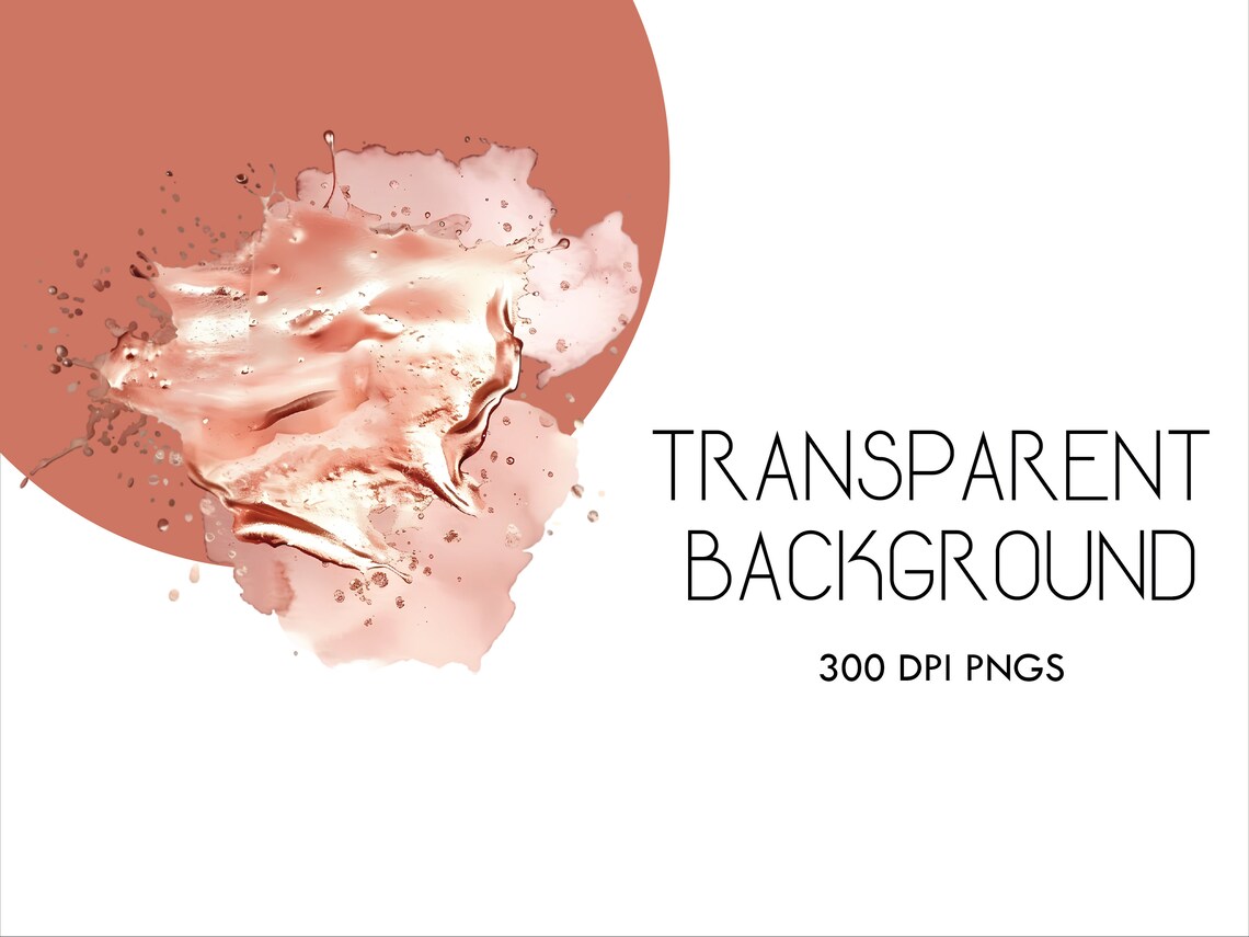 Rose Gold Watercolor Splash Clipart: Metallic PNG (digital Download) - Etsy