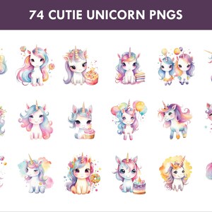 Unicorn Watercolor Clipart, Cute Baby Unicorn Illustration, Baby Shower ...