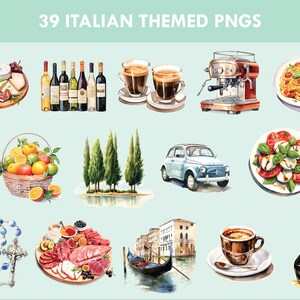 Italy Travel Watercolor Clipart Bundle: Transparent Pngs, Seamless ...
