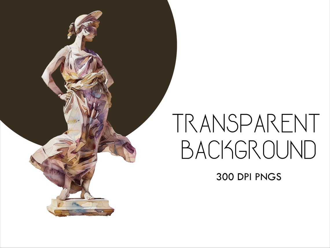 Watercolor Greek Roman Statue Clipart: Ancient Sculpture Pngs (digital ...