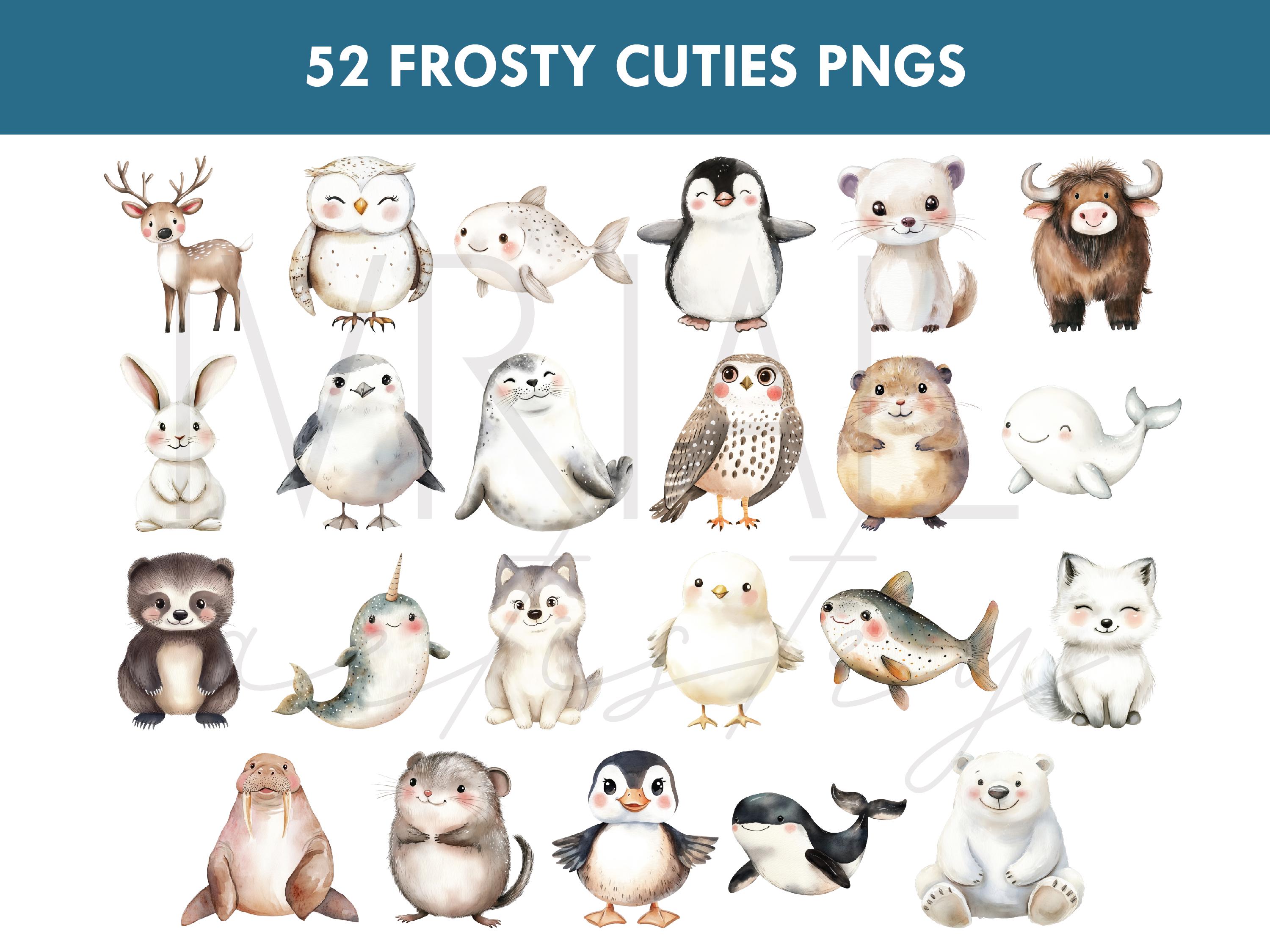 Arctic Animals Watercolor Clipart: Winter Nursery Decor (PNG) - Etsy