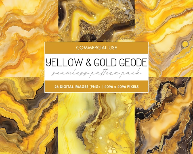 Yellow Gold Geode Seamless Pattern: Agate Digital Paper (PNG) - Etsy