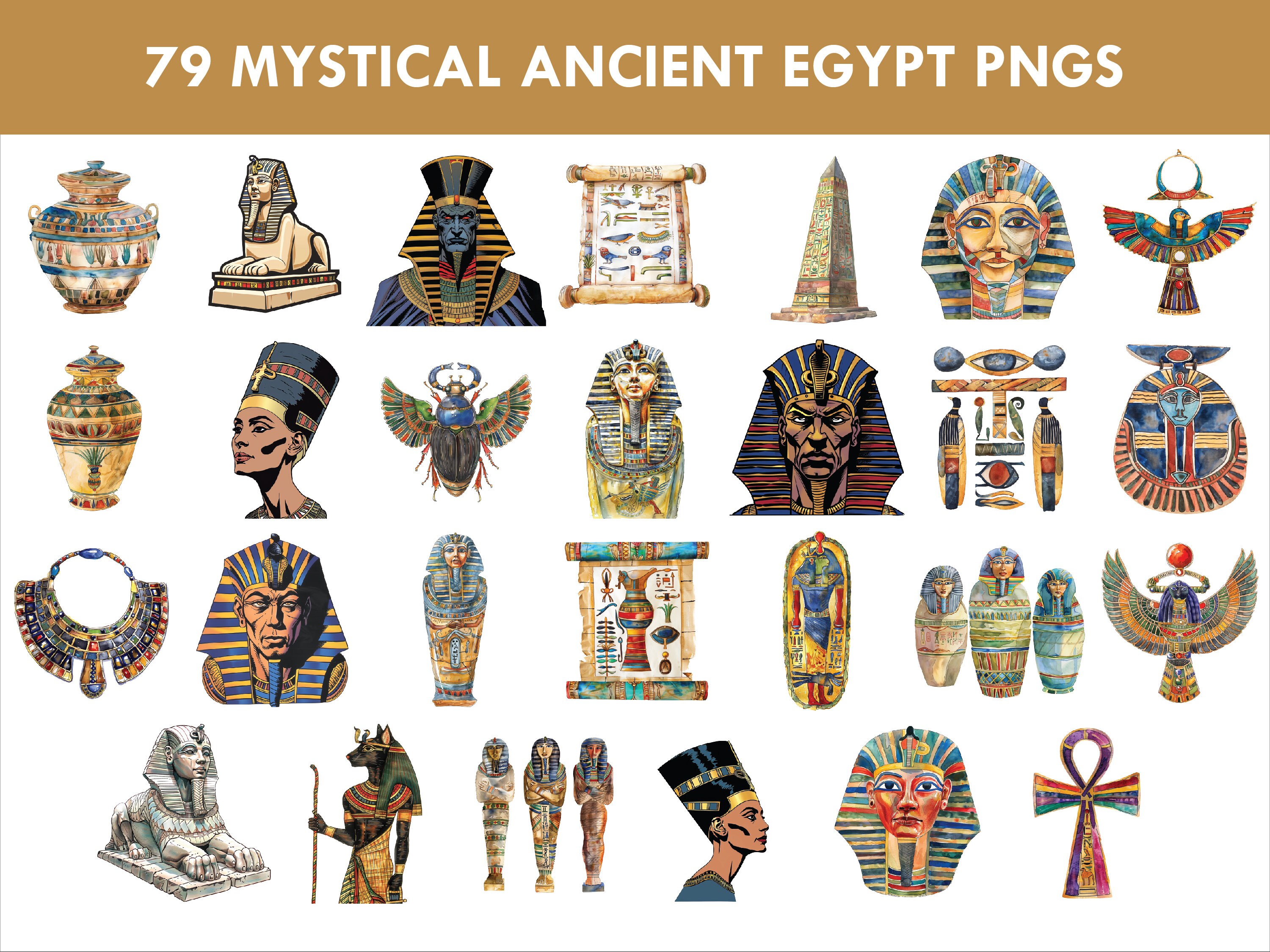 Mystical Ancient Egypt Clipart, Mixed Media Art Printable, Ephemera ...